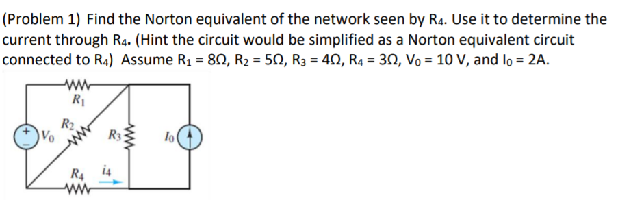 Solved (Problem 1) Find the Norton equivalent of the network | Chegg.com