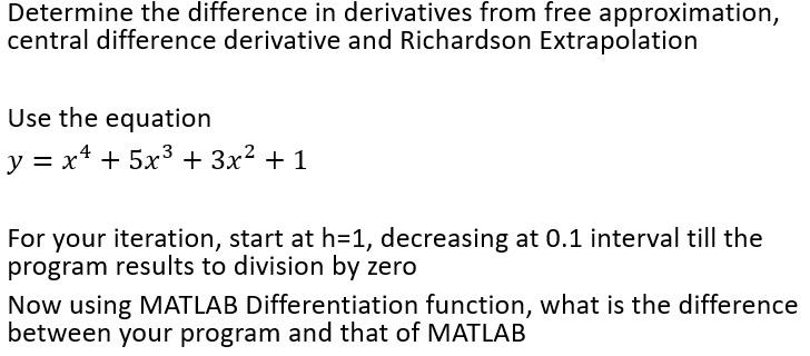 Determine the difference in derivatives from free | Chegg.com