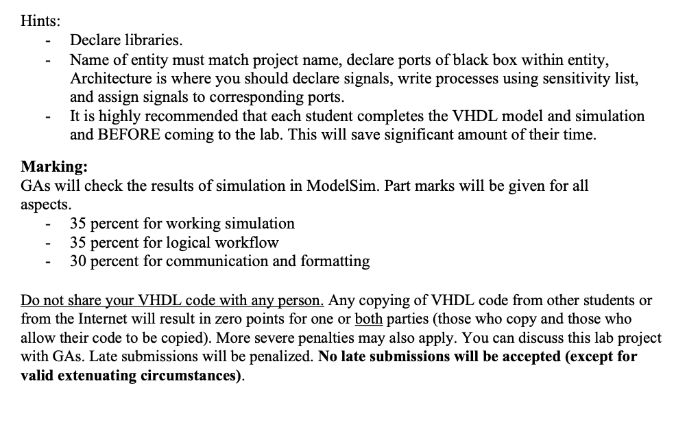 Part 1: Using VHDL language, Intel Quartus Prime | Chegg.com
