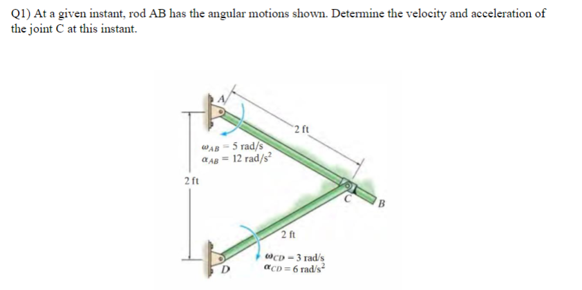 Solved At ﻿this given instant, rod AB ﻿has the angular | Chegg.com