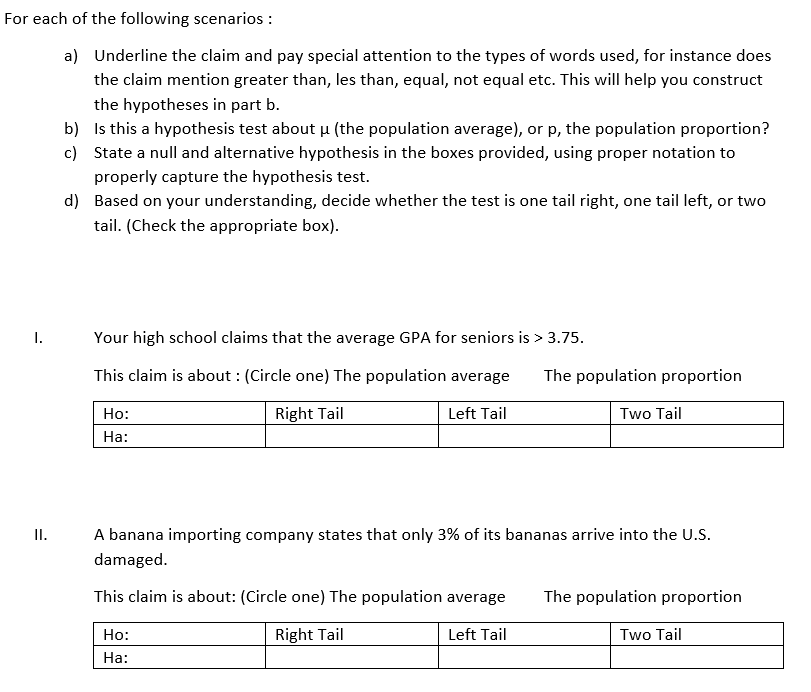 Solved or each of the following scenarios: a) Underline the | Chegg.com