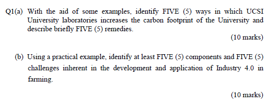 Solved Q1(a) With the aid of some examples, identify FIVE | Chegg.com