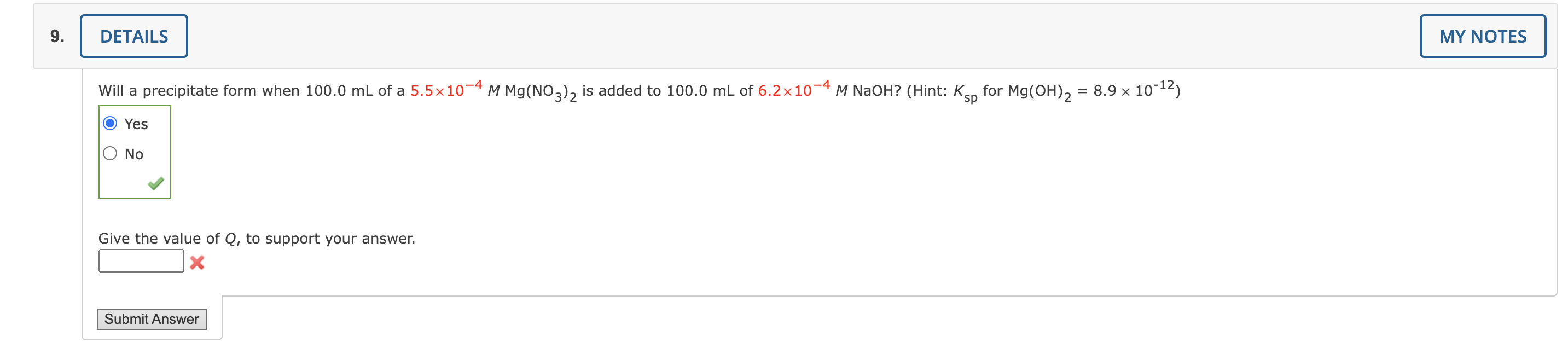 Solved Will a precipitate form when 100.0 mL of a | Chegg.com