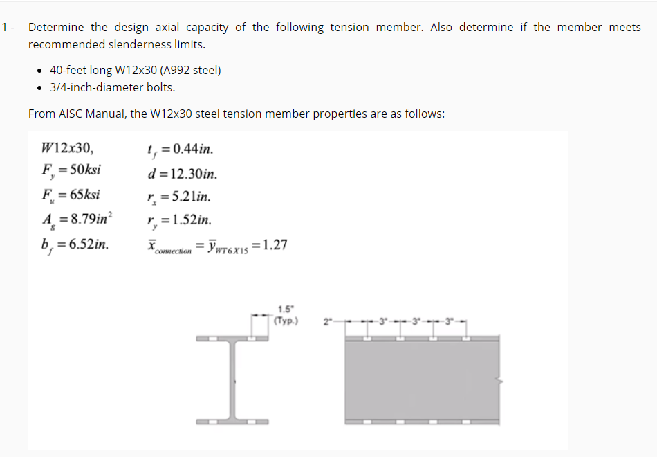 Solved 1- Determine the design axial capacity of the | Chegg.com