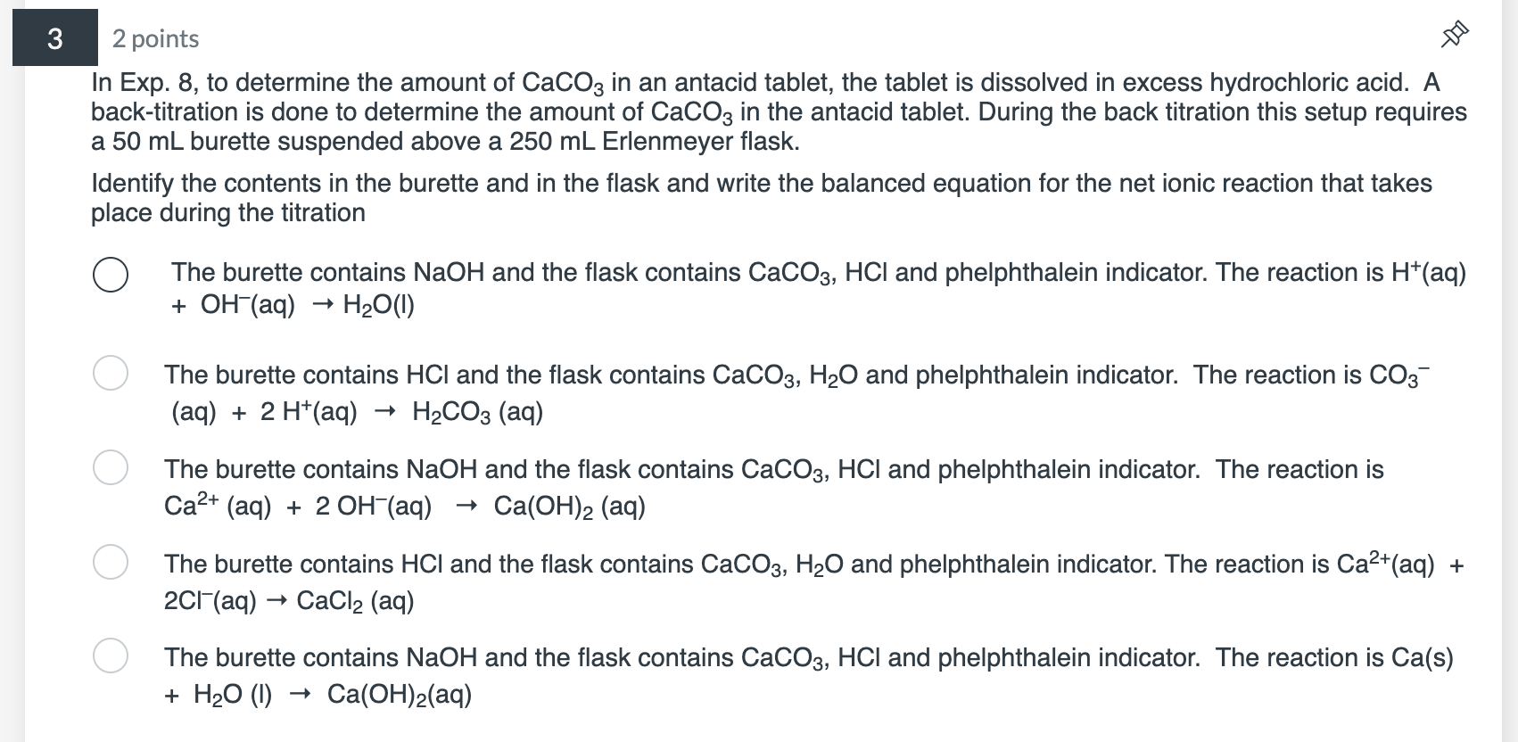 Solved Exp. 8, to determine the amount of CaCO3 in an | Chegg.com