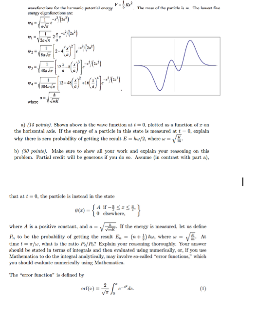Solved wavefunctions for the harmonie potential energy | Chegg.com