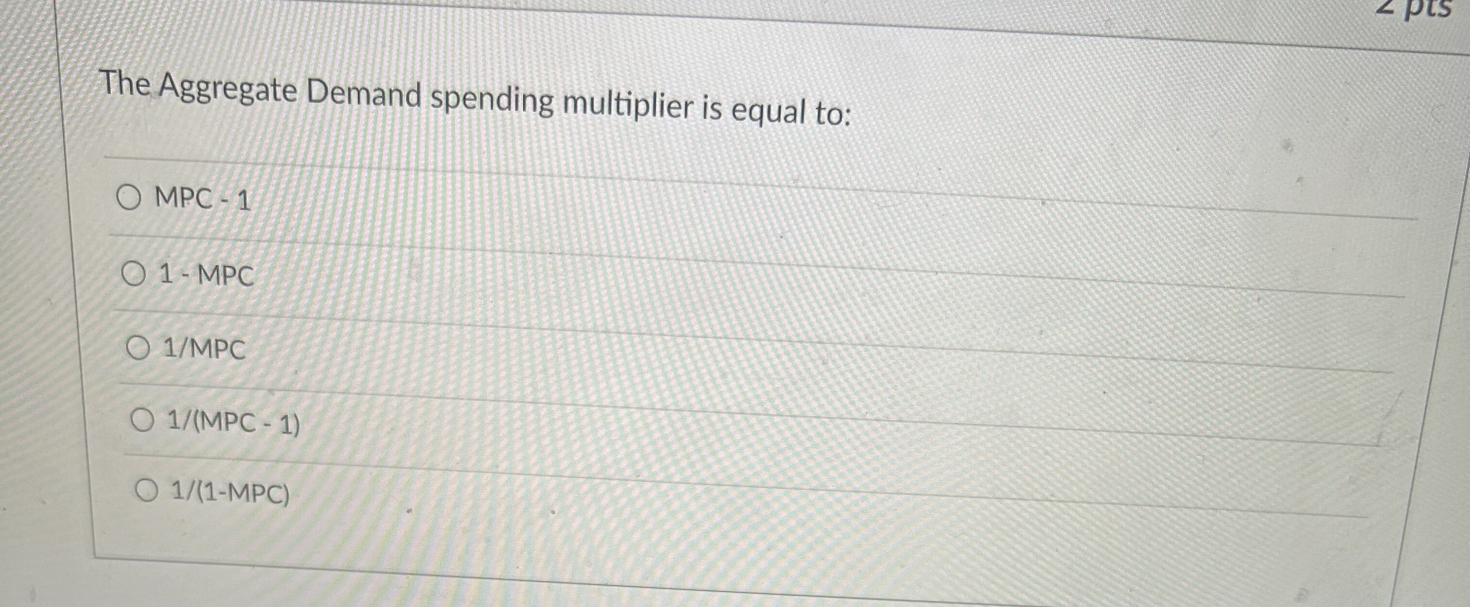 Solved The Aggregate Demand spending multiplier is equal | Chegg.com