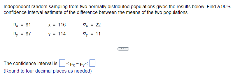 Solved Independent random sampling from two normally | Chegg.com