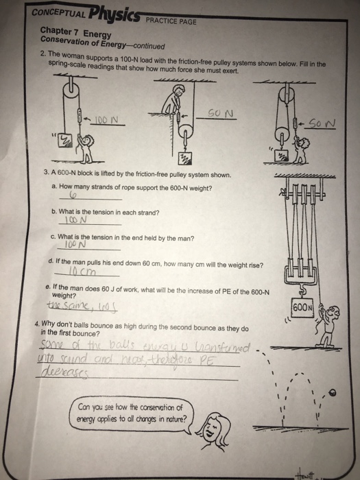Solved CONCEPTUAL PhysICS PRACTICE PAGE Chapter 7 Energy Chegg