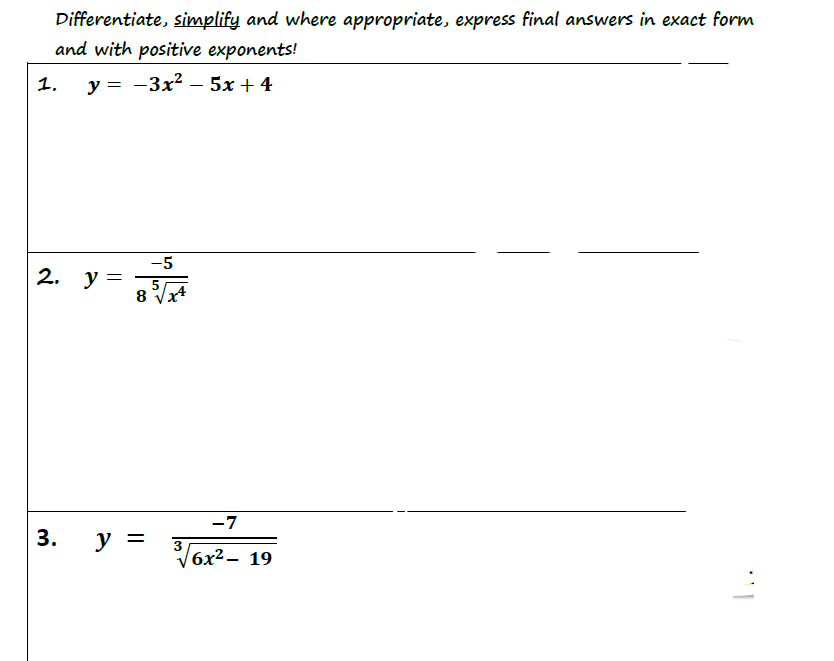 Solved Differentiate, simplify and where appropriate, | Chegg.com