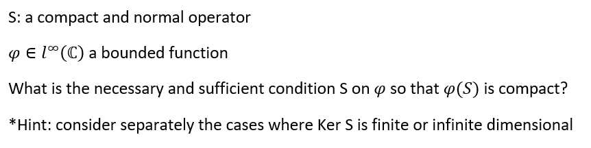 Solved S: a compact and normal operator φ∈l∞(C) a bounded | Chegg.com