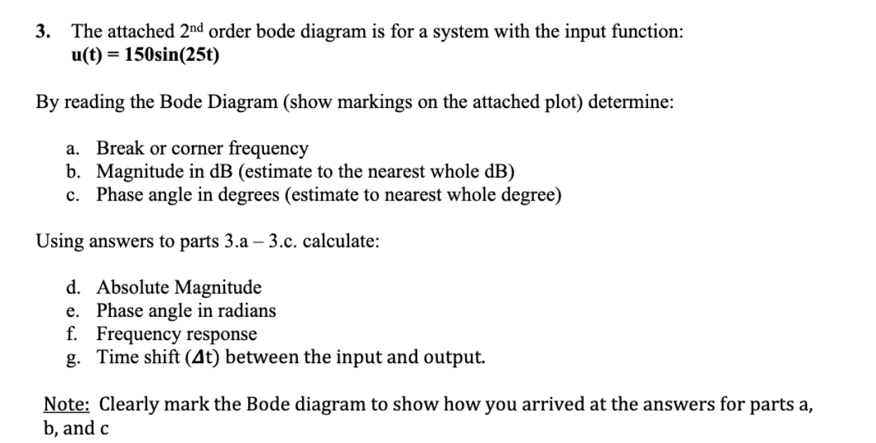 Solved 3. The attached 2nd order bode diagram is for a | Chegg.com