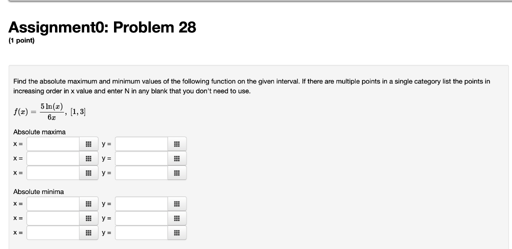 Solved Assignmento: Problem 28 (1 point) Find the absolute | Chegg.com