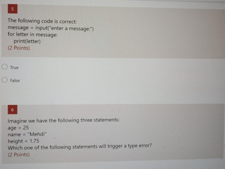 Solved 5 The following code is correct: message = | Chegg.com
