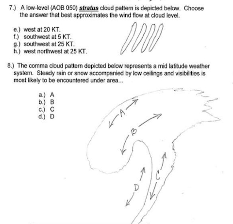 Solved 7) A low-level (AOB 050) stratus cloud pattern is | Chegg.com