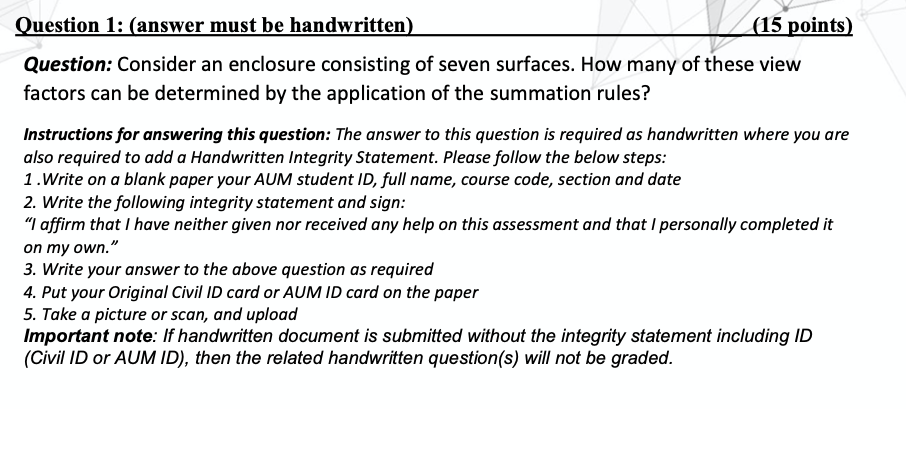 Solved Question 1: (answer must be handwritten) (15 points) | Chegg.com