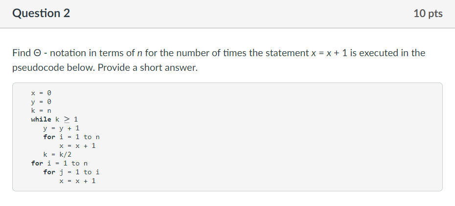 Solved Find Θ - notation in terms of n for the number of | Chegg.com