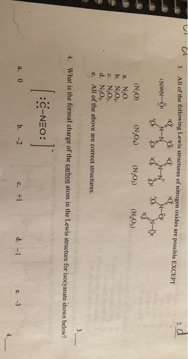 Solved 3. All of the following Lewis structures of nitrogen | Chegg.com