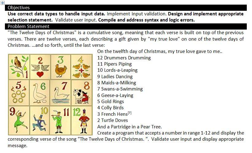 Solved + Objectives Use correct data types to handle input | Chegg.com