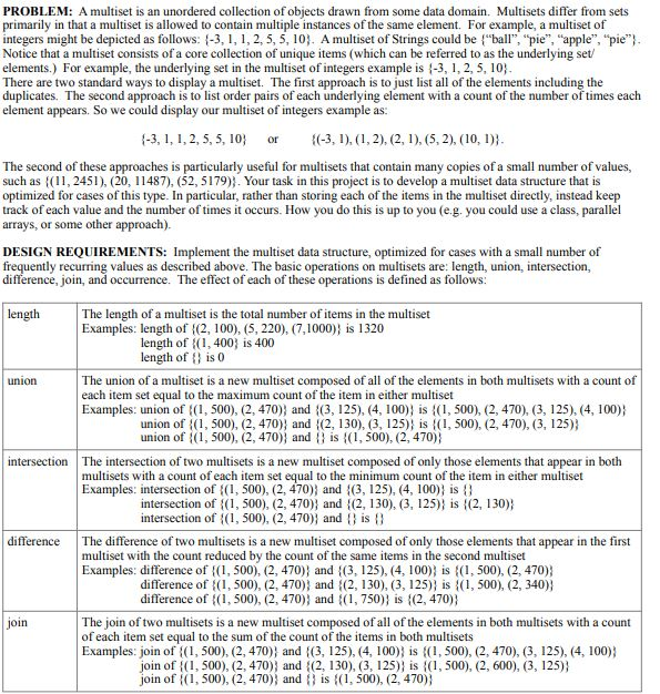 Problem A Multiset Is An Unordered Collection Of