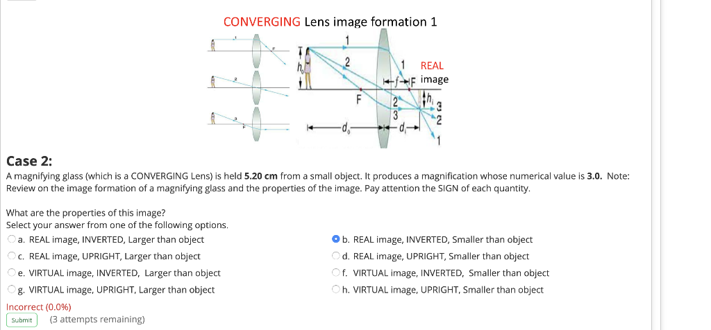 Solved CONVERGING Lens image formation 1 REAL - image 3 2 | Chegg.com