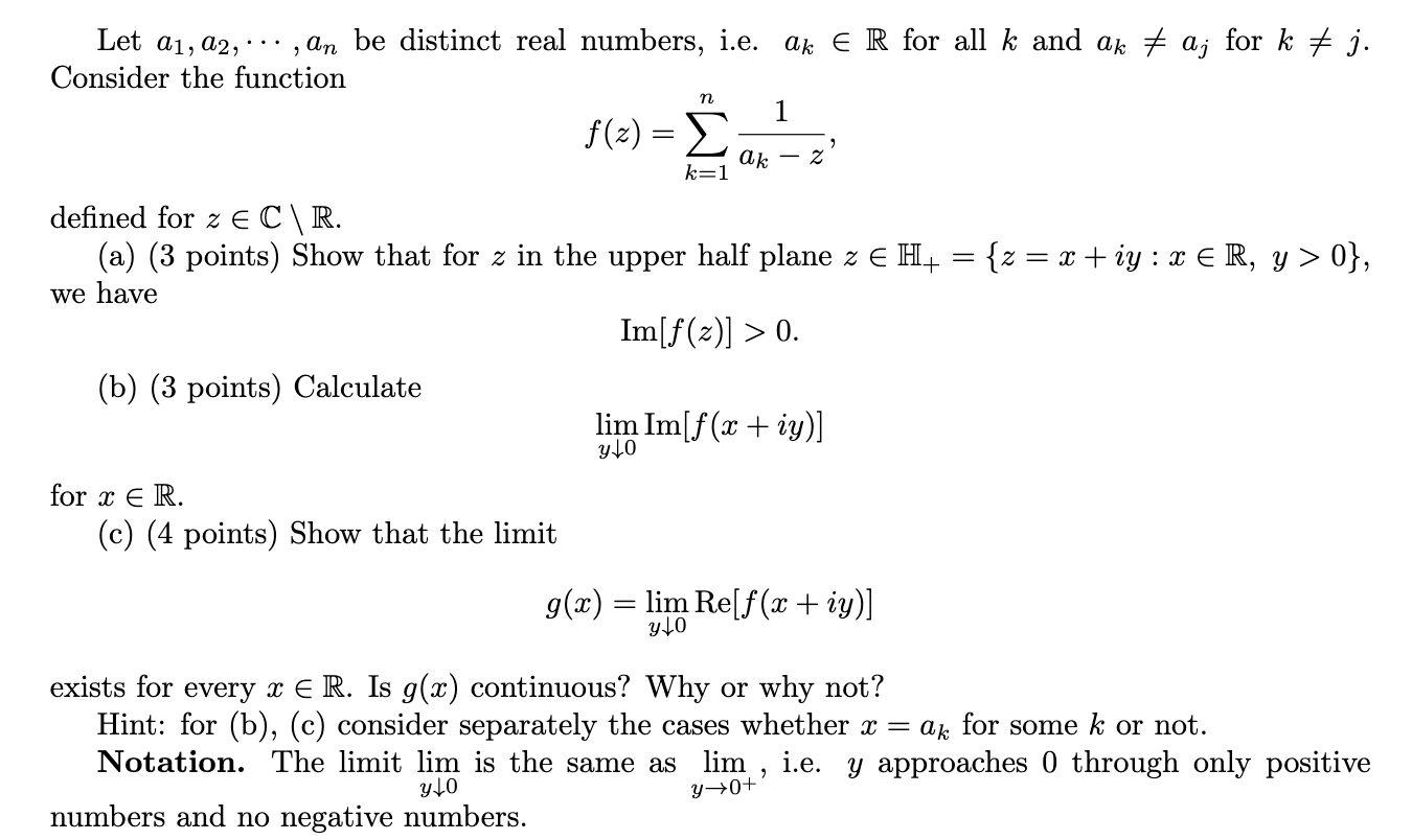 Solved Let a1,a2,⋯,an be distinct real numbers, i.e. ak∈R | Chegg.com