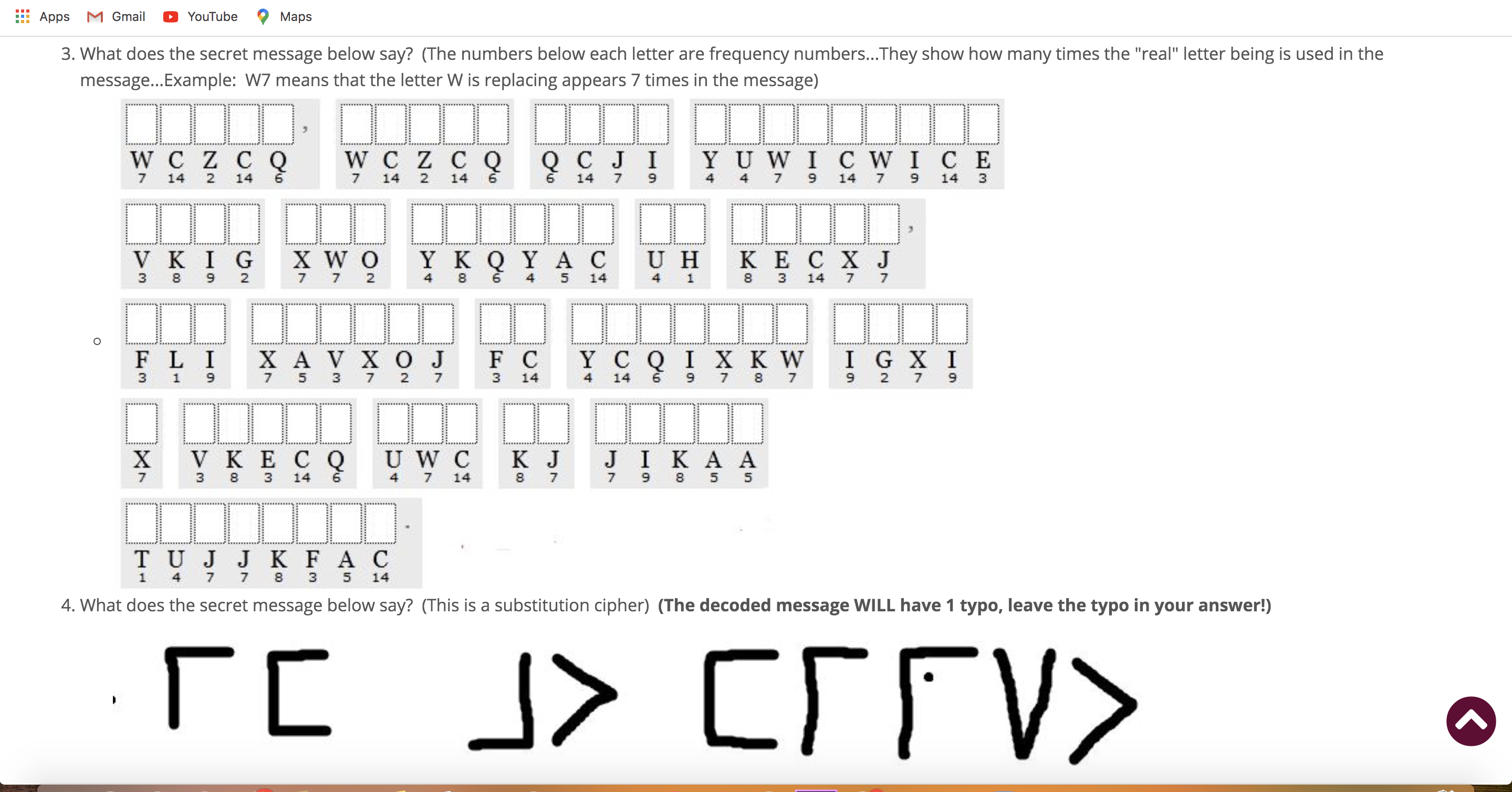 Apps M Gmail YouTube Maps 3. What does the secret | Chegg.com