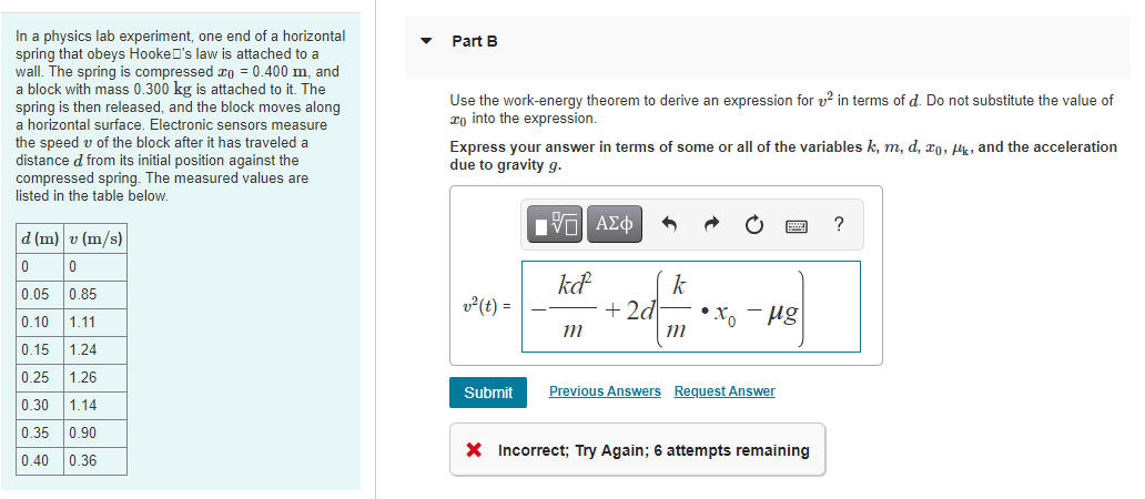 Solved Part B In a physics lab experiment, one end of a | Chegg.com