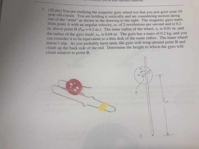 Solved 1. ( 20 pts) You are studying the magnetic gyro wheel | Chegg.com