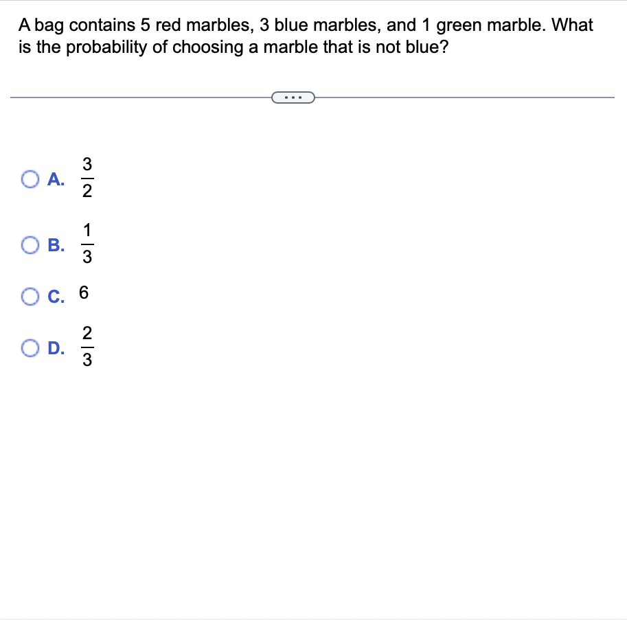 Solved A bag contains 5 red marbles, 3 blue marbles, and 1 | Chegg.com