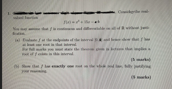 Solved valued function f(x)=x3+15x−6 You may assume that f | Chegg.com