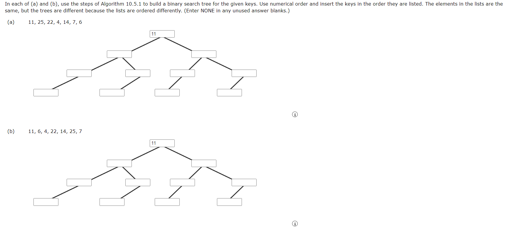 Solved same, but the trees are different because the lists | Chegg.com