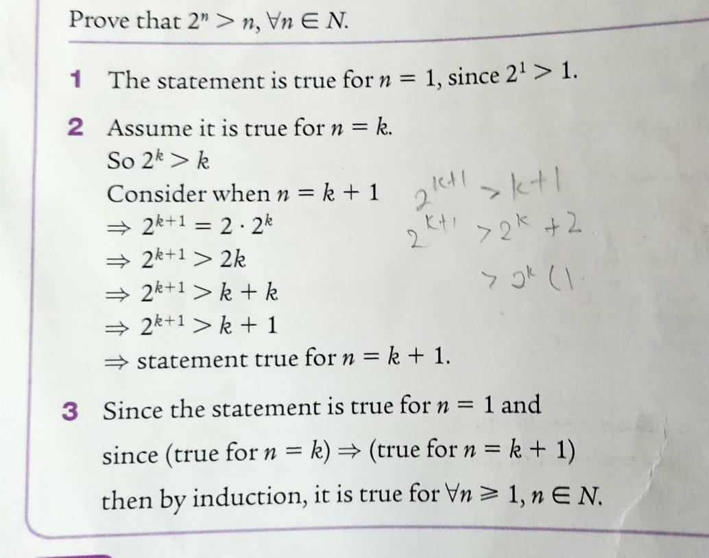 Solved Prove that 2" > n, Vn E N. 1 The statement is true | Chegg.com