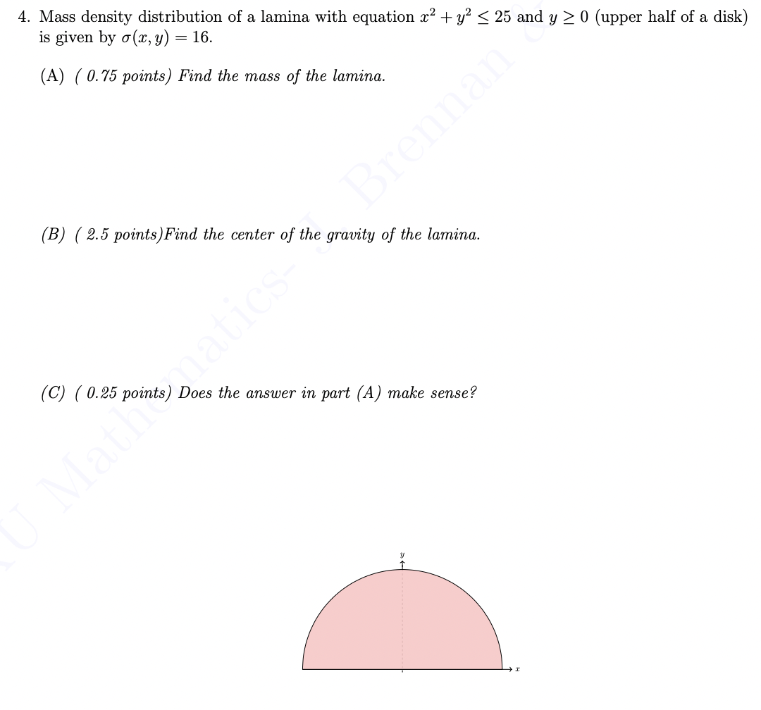 4. Mass density distribution of a lamina with | Chegg.com