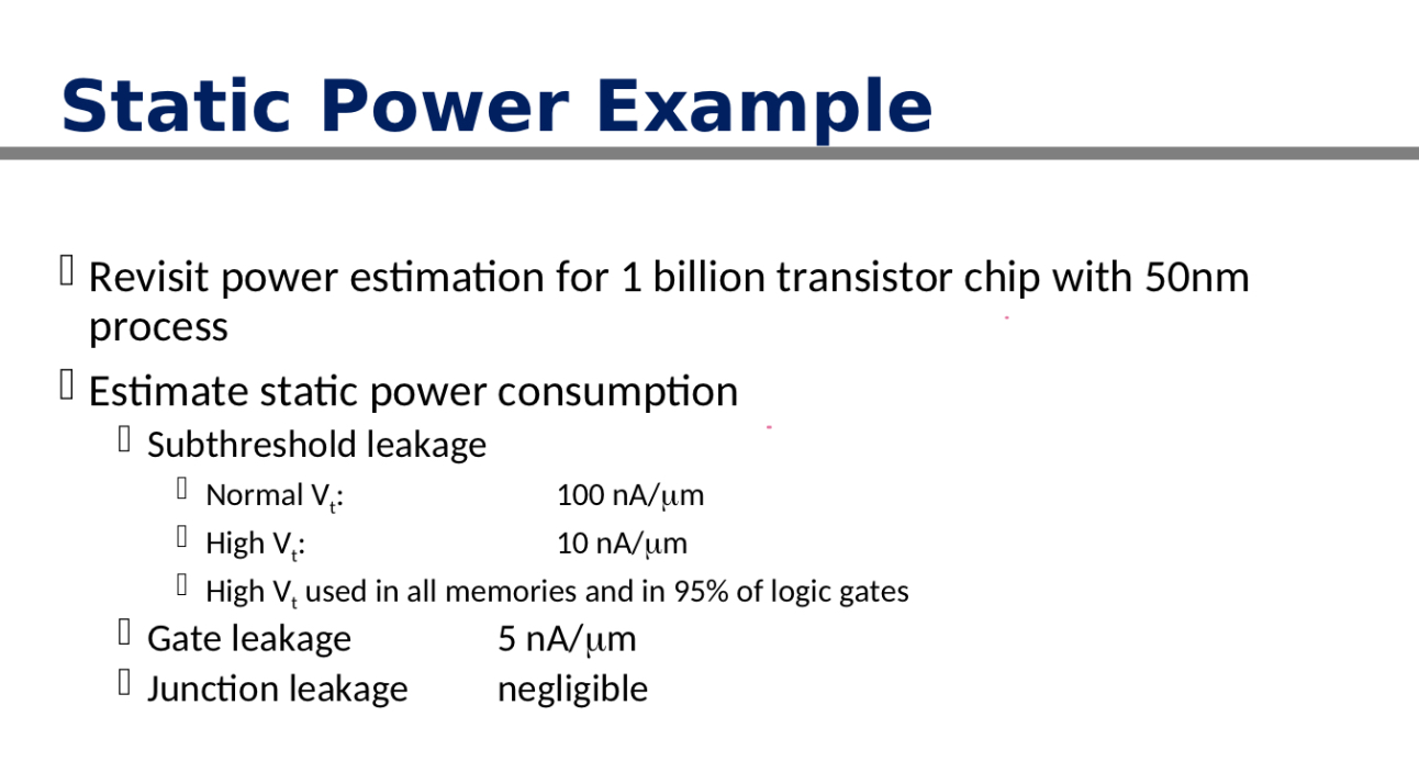 Solved Revisit power estimation for 1 billion transistor | Chegg.com