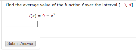 Solved Find the average value of the function f over the | Chegg.com