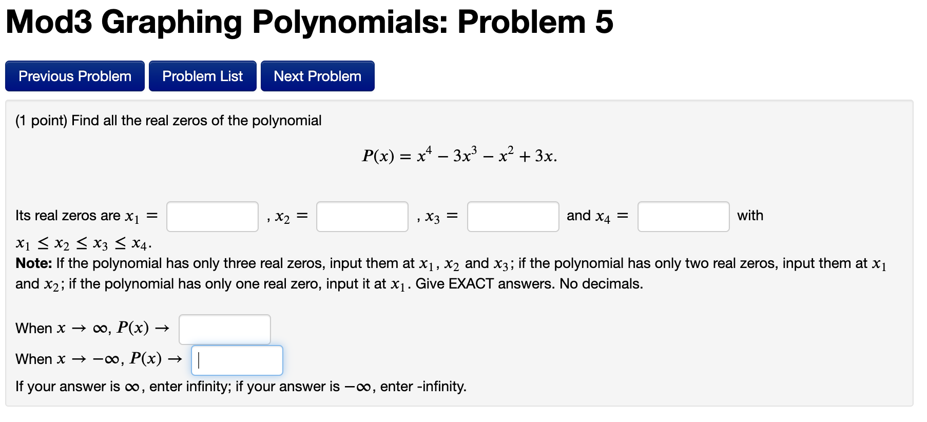 Solved Mod3 Graphing Polynomials: Problem 5 Previous Problem | Chegg.com