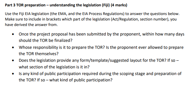 Solved Part 3 TOR preparation - understanding the | Chegg.com