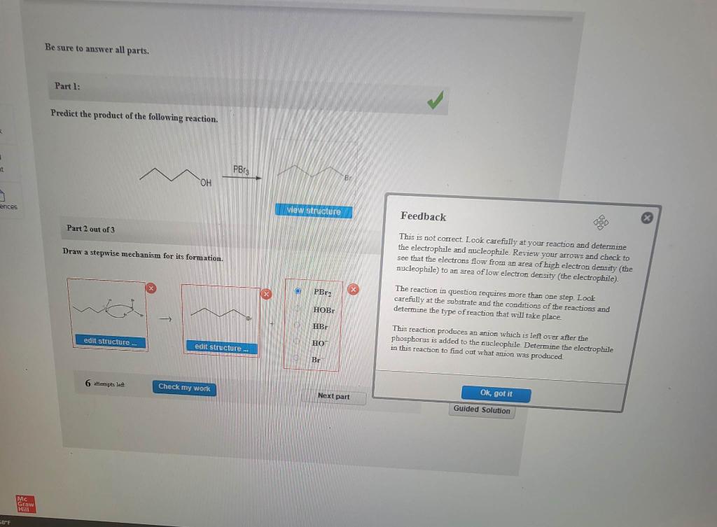 Solved Be sure to answer all parts. Part 1: Predict the | Chegg.com