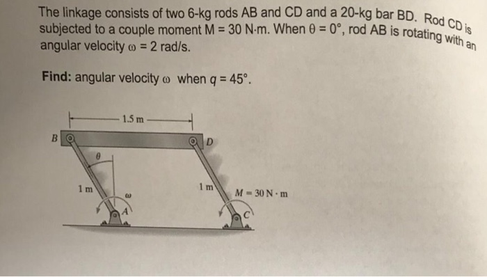 Solved The linkage consists of two 6-kg rods AB and CD and a | Chegg.com