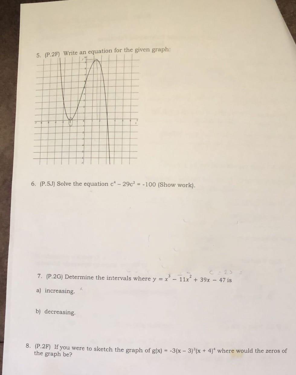 Solved 5. (P.2F) Write an equation for the given graph: 6. | Chegg.com