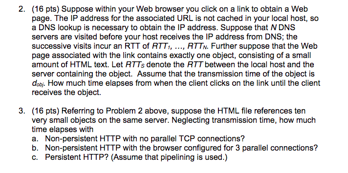 Solved 2. (16 pts) Suppose within your web browser you click | Chegg.com
