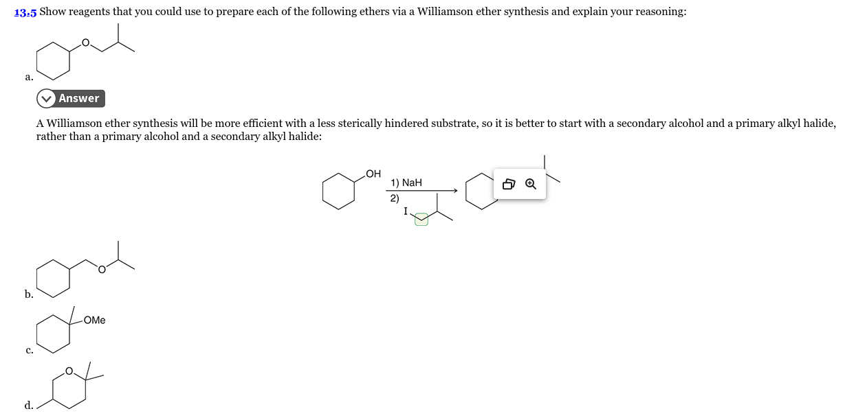Solved A Williamson ether synthesis will be more efficient | Chegg.com