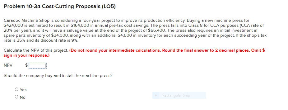 Solved Problem 10-34 Cost-Cutting Proposals (L05) Caradoc | Chegg.com