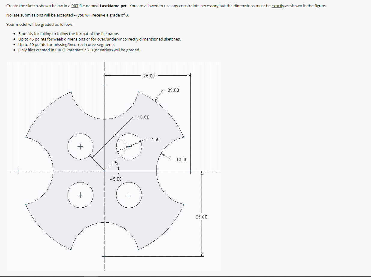 Solved Create the sketch shown below in a PRT file named | Chegg.com