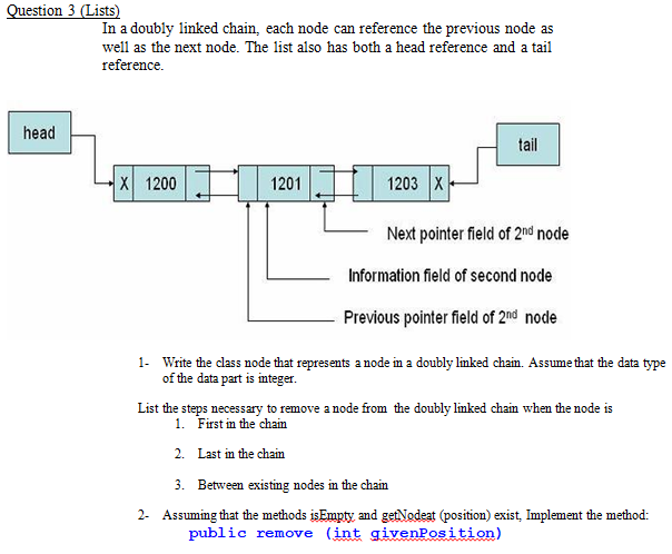 Solved In A Doubly Linked Chain Each Node Can Reference The 
