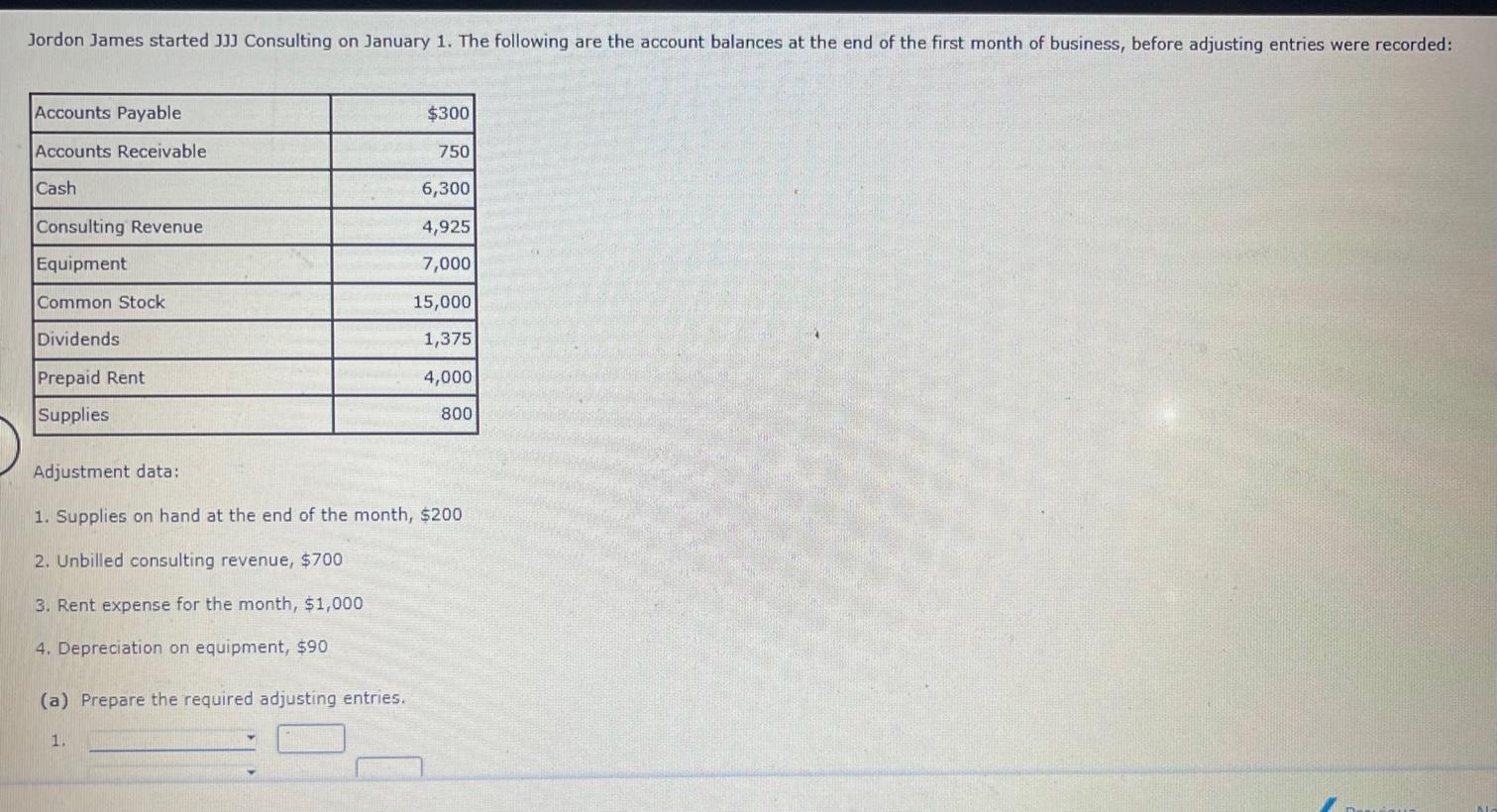 Solved Jordon James started JJJ Consulting on January 1. The | Chegg.com