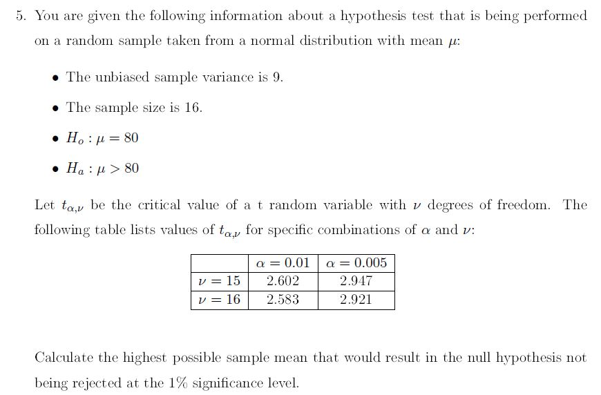 Solved 5. You are given the following information about a | Chegg.com