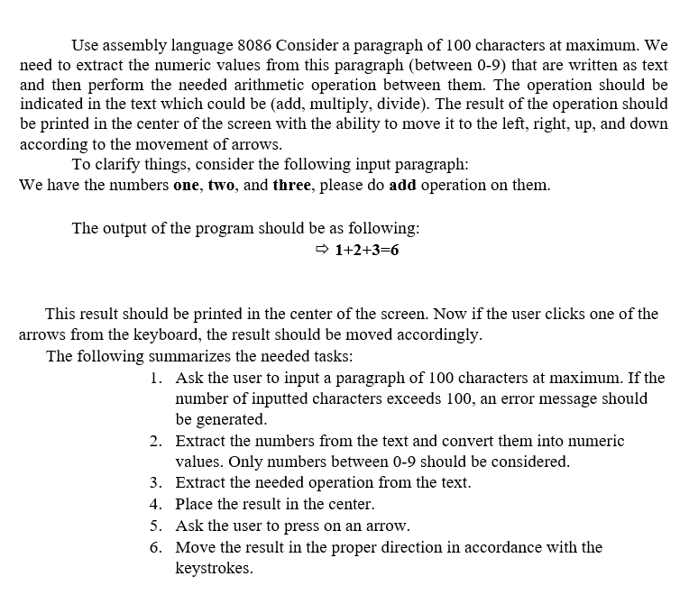 Solved Use assembly language 8086 Consider a paragraph of | Chegg.com