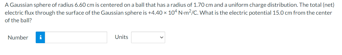 Solved A Gaussian sphere of radius 6.60 ﻿cm is centered on a | Chegg.com